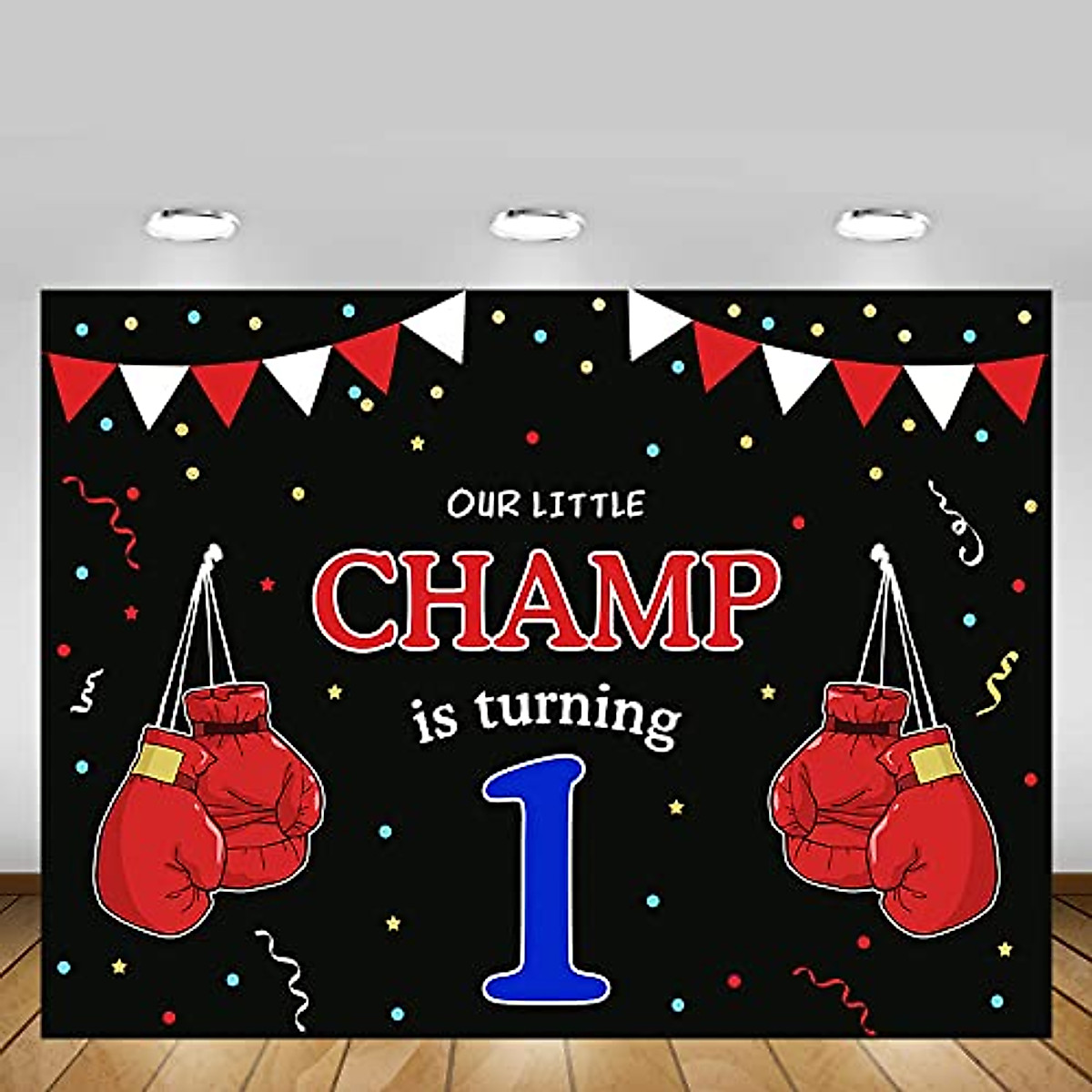 MEHOFOND 7x5ft Boxing Birthday Party Backdrop Boy First 1st Bday Red and Black Boxer Sport Photography Background Banner Fight Night Photo Booth Props