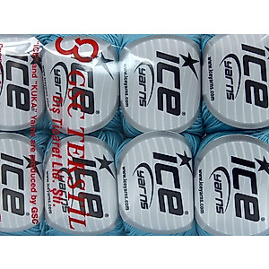 Lot of 8 Skeins Ice Yarns ADEL (50% Cotton) Hand Knitting Yarn Baby Blue