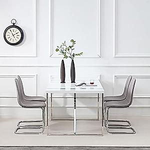 NYEESS 55 in Modern Dining Table Set for 4,5-Piece Kitchen Dining Table Set,Wood Dining Table and Upholstered Side Chairs Set for 4 Suitable for Dining Room,Kitchen