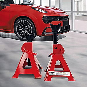 Donext Jack Stands 3 Ton (6,500 lb) Capacity Steel, 1 Pair Red Lifting Stand Adjustable Jack Stands