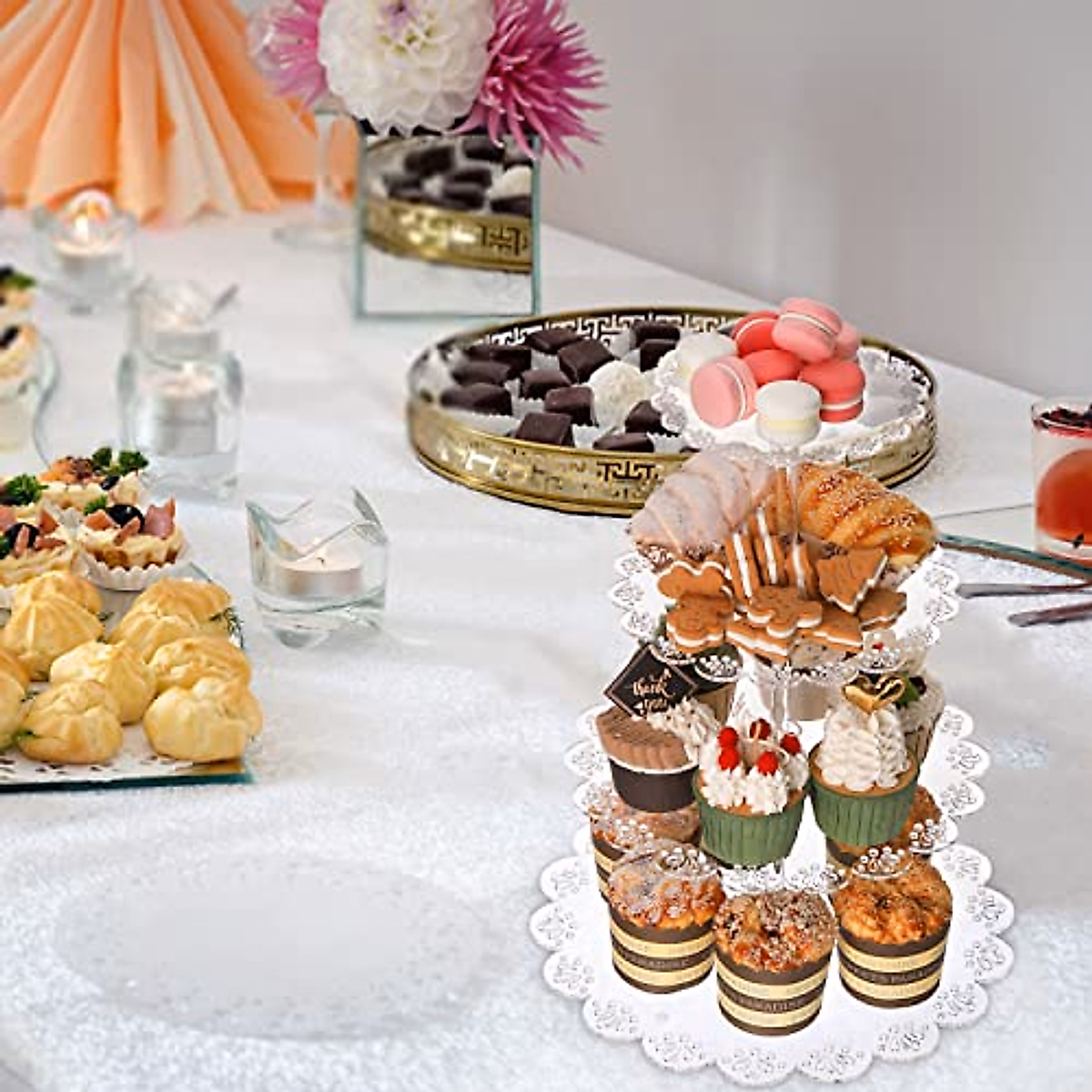 Coloch 4-Tier Acrylic Cupcake Display Stand for 45 Cupcakes, Clear Round Dessert Pastry Tower Stand Cake Stand for Birthday, Wedding, Party, Buffet, Cafe, Bar Decor, 6/8/10/12 Inch