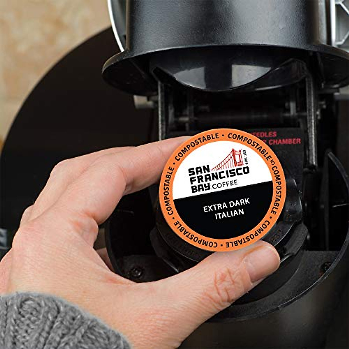 San Francisco Bay Compostable Coffee Pods - Extra Dark Italian (80 Ct) K Cup Compatible including Keurig 2.0, Dark Roast