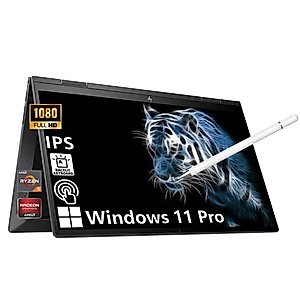 HP Envy x360 2-in-1 Convertible Business Laptop, 15.6” FHD Touchscreen, AMD Ryzen 5 5625U Up to 4.3GHz, Windows 11 Pro, 16GB RAM, 512GB SSD, Backlit Keyboard, Nightfall Black, Durlyfish Stylus Pen
