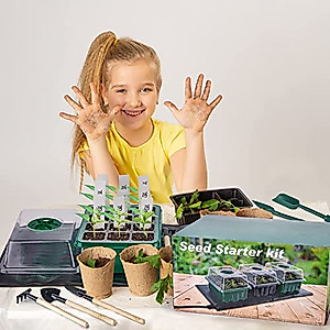 Kesfitt Seed Starter Tray with Heat Mat,Seed Starting Kit with Adjustable Humidity Dome and Base 6 Packs 72Cells Seedling Starter Trays for Seeds Plant Germination