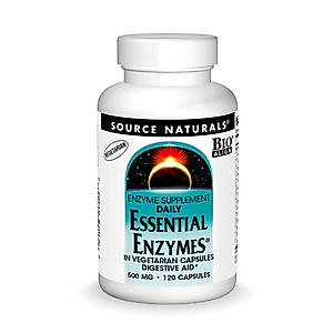 Source Naturals Essential Enzymes 500mg Bio-Aligned Multiple Enzyme Supplement Herbal Defense for Digestion, Gas, Constipation & Bloating Relief - Supports Immune System* - 120 Vegetarian Capsules