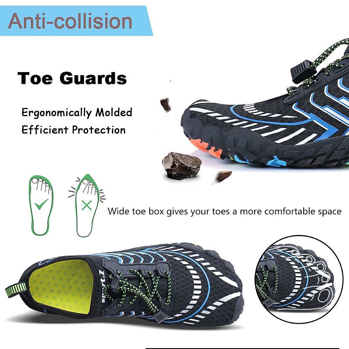 MAYZERO Water Shoes Men Women Swim Surf Shoes Beach Pool Shoes Wide Toe Hiking Aqua Shoes Winter House Slippers