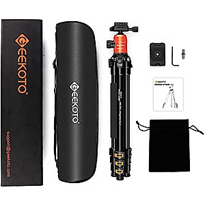 GEEKOTO Camera Tripod for DSLR, Compact Aluminum Tripod with 360 Degree Ball Head and 8kgs Load for Travel and Work