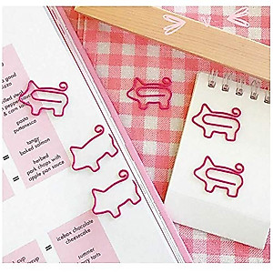 RAYNAG 50 Pieces Cute Pig Shaped Small Paper Clips Bookmark Clips for Office School Home ,Pink