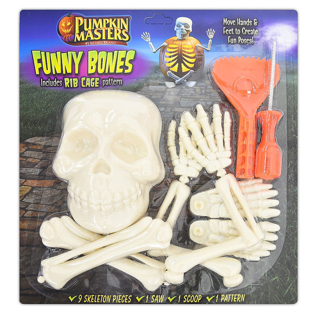 Funny Bones Skeleton Pumpkin Carving Kit with Rib Cage Pattern