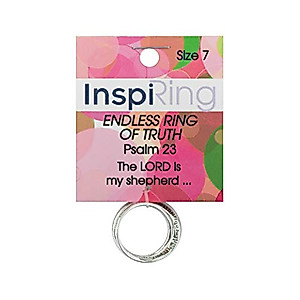 Psalm 23 Silver Plated Women's Double Mobius Ring Size 7