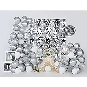 Kate Square Sliver Sequin Wall Panel Backdrop Sliver Glitter Panels Wedding Decoration(Pack of 12)