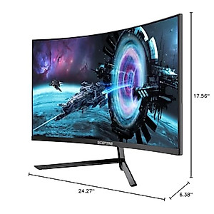 Sceptre Curved 27" FHD 1080p Gaming Monitor up to 165Hz DisplayPort 144Hz HDMI Edge-Less AMD FreeSync Premium, Build-in Speakers Machine Black 2021 (C275B-1858RN)