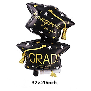 AVMBC Graduation Balloons Large Graduation Cap Balloons, Congrats Grad Cap Balloons Graduation Mylar Foil Balloons, Graduation Party Decorations Supplies (2Pcs)