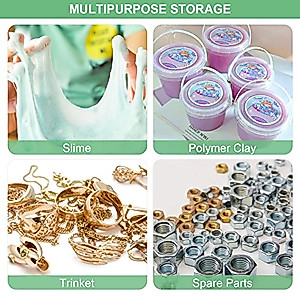 50 PCS 10 oz Slime Containers with Lids and Handles, Plastic 300ml Storage Bucket Containers, Clear Slime Storage Case for Slime DIY Art Craft, Pigment, Small Tools, Part Material