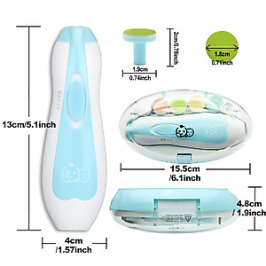 Royal Angels Baby Nail File 21 in 1, Safe Electric Baby Nail Buffer, Extra 13 Replacement Tools, Baby Nail Kit, Baby Nail Trimmer, Newborn Toddler Toes and Fingernails Clipper, Trim and Polish (Blue)
