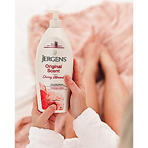 Jergens Original Scent Dry Skin Lotion, Body and Hand Moisturizer for Long Lasting Skin Hydration, with HYDRALUCENCE blend and Cherry Almond Essence, 32 Ounce