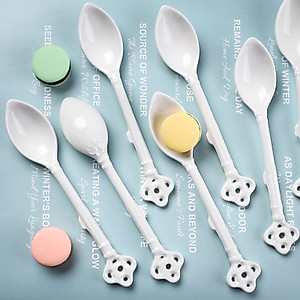 Espresso Spoons Set of 12, Ceramic Coffee Spoons, Long Handle Demitasse Espresso Spoons, Porcelain Small Coffee Stirring Spoon (White)