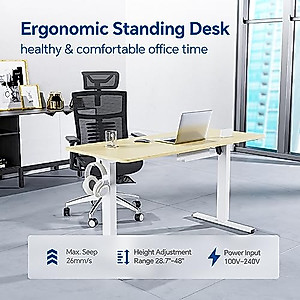 Standing Desk, Height Adjustable Desks with Powerful Motor and Cable Management,Electric Sit Stand Desk with Hight Preset Design for Home Office Use 55x24 in Maple
