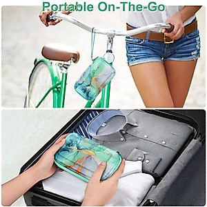FINTIE Hard Shell Protective Case for Nintendo 2DS XL/New 3DS XL LL, Emerald Marble with Zipper Pocket and Top Handle