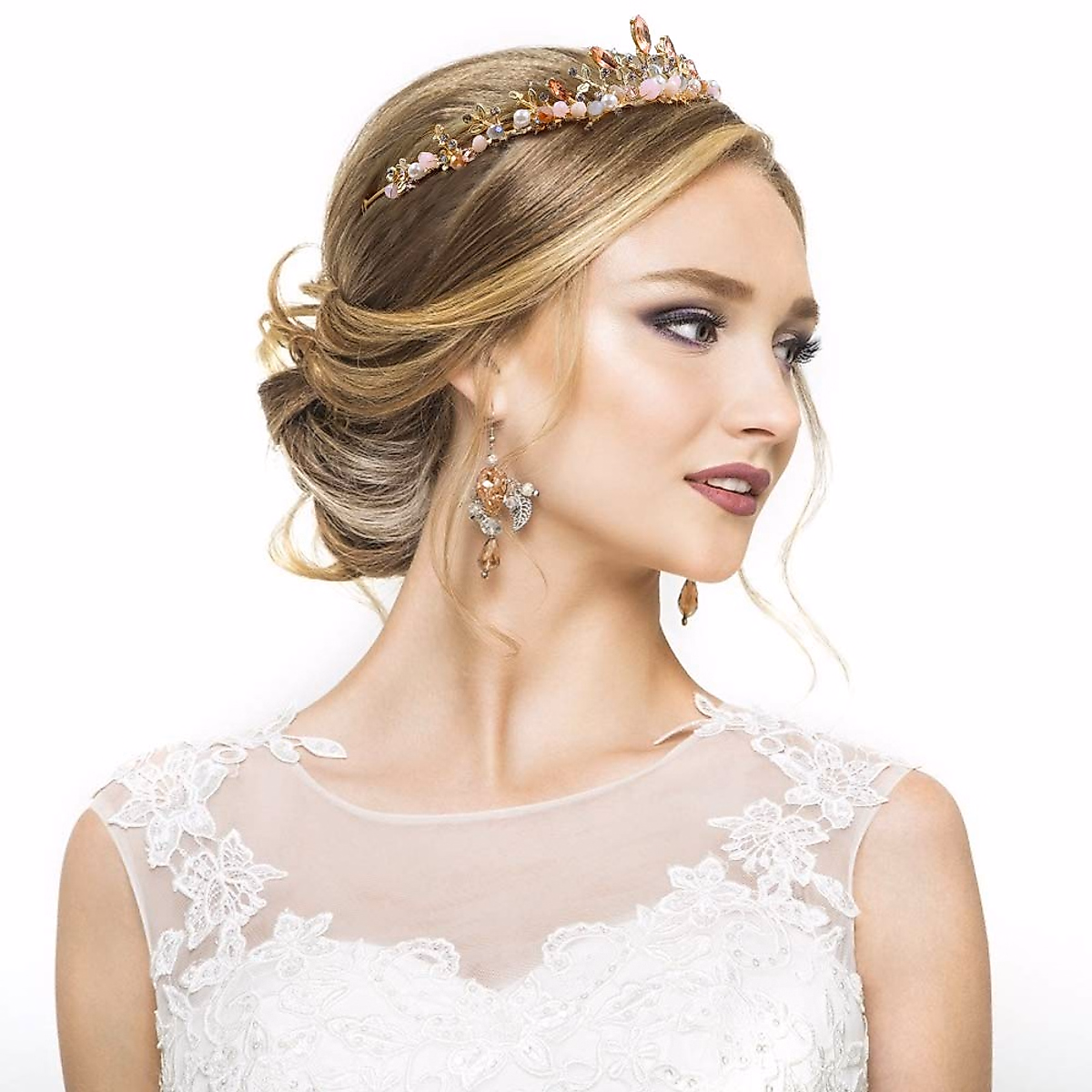 NODG Gold Tiaras for Women Bride Rhinestones Crowns for Women Gold Headbands for Women Crystal Pearl Bridal Tiaras and Crowns for Wedding Birthday Party Prom