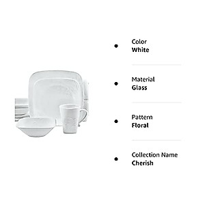 CORELLE Boutique Cherish Embossed Square 16-pc Set