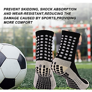 Grip Soccer Socks with Shin Guard Sleeves & Straps | Anti Slip Non-Skid Durable & Comfy Football Socks for Training & Matches