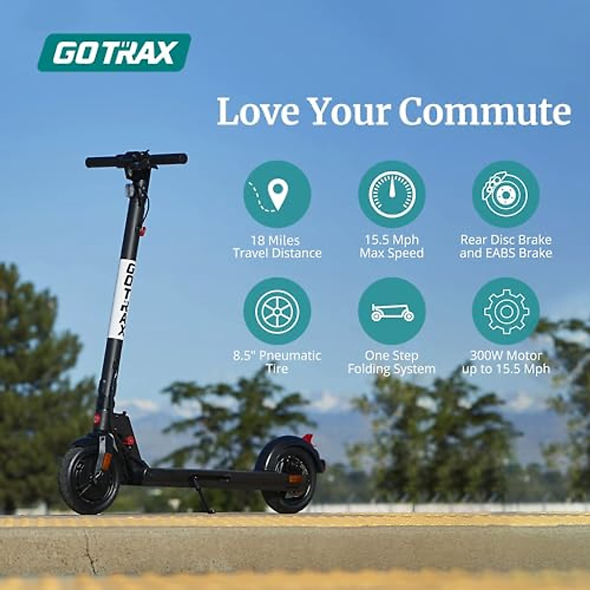 Gotrax XR Elite Electric Scooter, 8.5" Pneumatic Tire, Max 18 Mile and 15.5Mph by 300W Motor, Bright Headlight and Taillight, Aluminum Alloy Frame and Cruise Control, Foldable Escooter for Adult Black