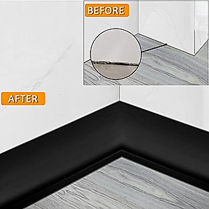 Vinyl Wall Base 4" Vinyl Baseboard Molding Flexible Vinyl Floor Base with 1" Crease Rubber Base Molding for Wall Easy to Install Use to Cover Wall Crevice (5" Wide x 19.7' Long, Black)