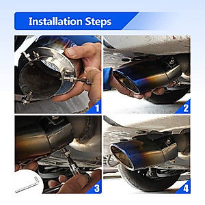 Miytsya 1 PC Car Exhaust Tip, 2.48" Inlet 3.34" Outlet 5.5" Overall Length Stainless Steel Exhaust Tips, Universal Chrome Polished Tailpipe Tip, Muffler Tip Pipes, Bolt On Design (Silver/Bending)