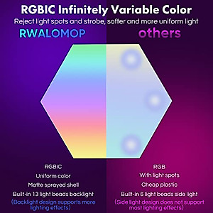 RWALOMOP LED Exit Sign with Emergency Lights, Two LED Adjustable Head Emergency Exit Lights, Hexagon Led Light for Bedroom/Gaming Room RGB Decor,led Wall Decor/Lighting Hexagon