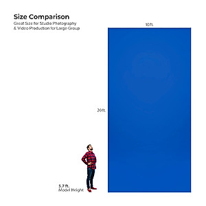 LimoStudio (Large Heavy Duty) 10 x 20 ft. Blue Backdrop Screen, Studio Background A+ Grade Silk Texture Premium Thick Synthetic Fabric >150GSM, Solid Chromakey Blue for Clean Delicate Edge, AGG2978
