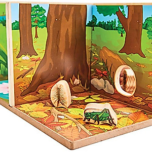 THE FRECKLED FROG Pretend 'N' Play Minibeasts - Set of 11 Bug Blocks Plus Illustrated Habitat Pieces - Ages 2+ - Wooden Insect Block Play Toy for Toddlers