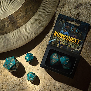 RuneQuest Turquoise & Gold Expansion Dice 3