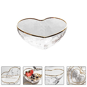 Glass Heart Bowl Clear Serving Bowls Set Heart Shaped Salad Bowls Love Bowl Irregular Bowls for Fruits Salad Dessert Ice Cream