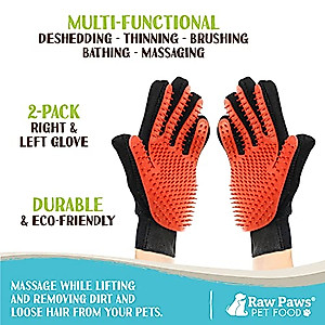 Raw Paws Soft-Tip Pet Grooming Gloves for Dogs & Cats - Cat Deshedding Glove - Cat Gloves for Grooming - Horse Grooming Gloves - Dog Deshedding Glove - Cat Grooming Glove, Dog Brush Glove for Shedding