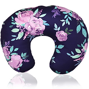 TANOFAR Peekaboo OpeningCar Seat Cover for Babies & Nursing Pillow Cover, Purple Flower Car seat Canopy for Boys Girls, Breastfeeding Pillow Slipcover, Soft Fabric Fits Snug On Infant