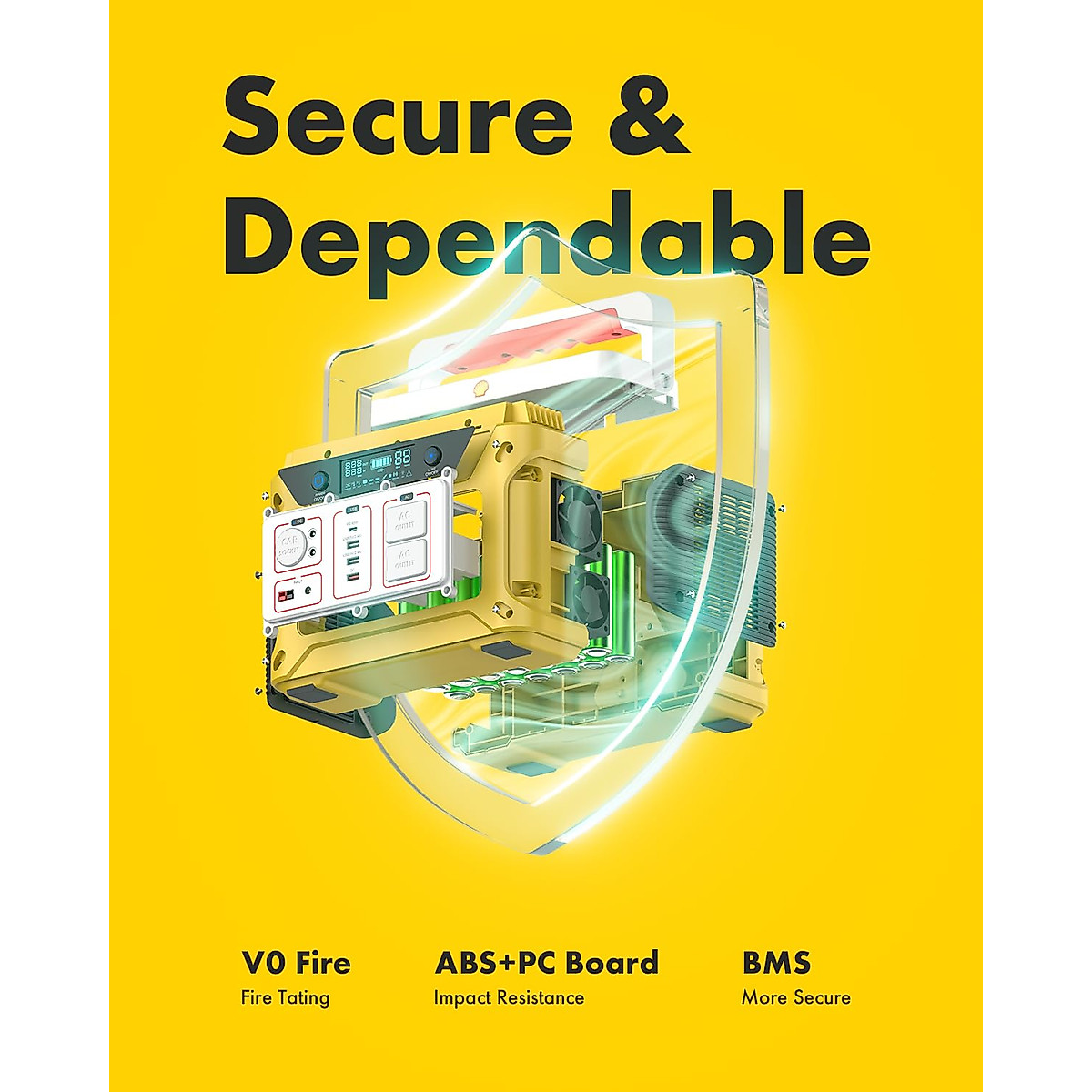 Shell 500W Portable Power Station, 583Wh Solar Generator with 10-Port,LED Light, Emergency Triangle, Portable Power Supply for Outdoor Camping/Home Use/Emergency