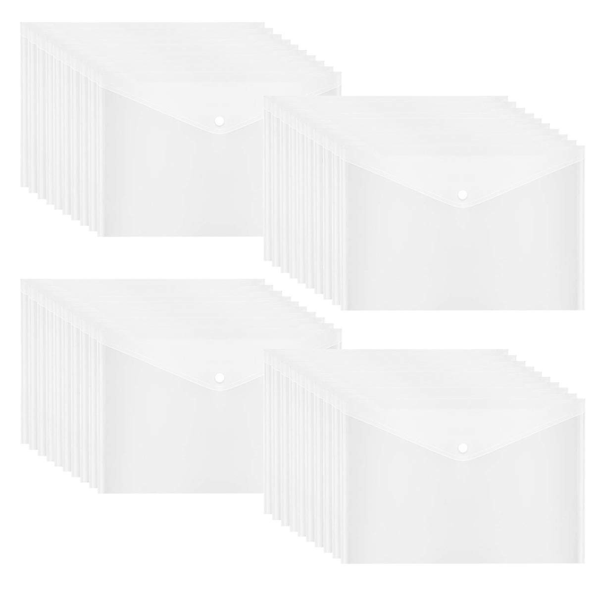 40pcs Poly Envelope, Clear Plastic Waterproof Envelope Folder with Button Closure, US Letter / A4 Size - GTLZLZ