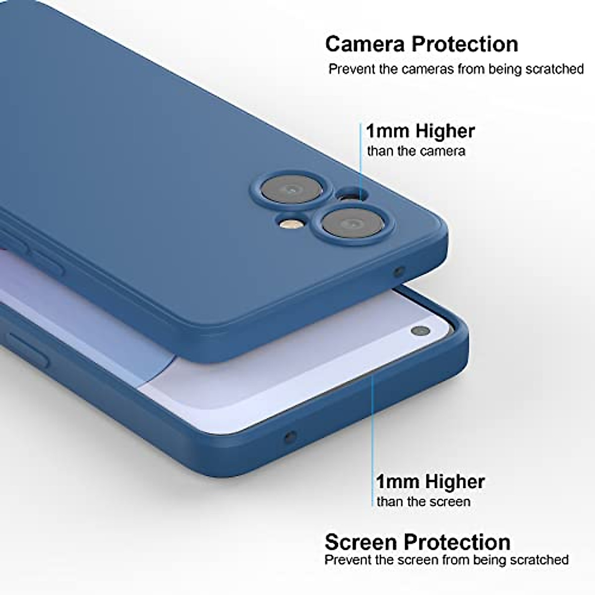 Foluu Silicone Case for OnePlus Nord N20 5G, Liquid Gel Rubber Case with Soft Microfiber Lining Cushion Slim Hard Shell Shockproof Protective Cover for OnePlus Nord N20 5G 2022 (Blue)