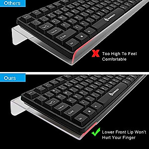 WIWAPLEX Computer Tilted Keyboard Holder, Clear Acrylic Premium Stand-PC Keyboard Stand, Universal Elevated Stand for Easy Ergonomic Typing, Computer Gaming and Working at Home and Office