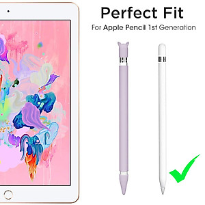 3 Pack Case for Apple Pencil 1st Generation Holder Sleeve Skin Cover Accessories for iPad Pro 9.7/10.5/12.9,Silicone Cute Grip with Charging Cap Holders and 3 Protective Nib Covers-Black,Pink,Purple