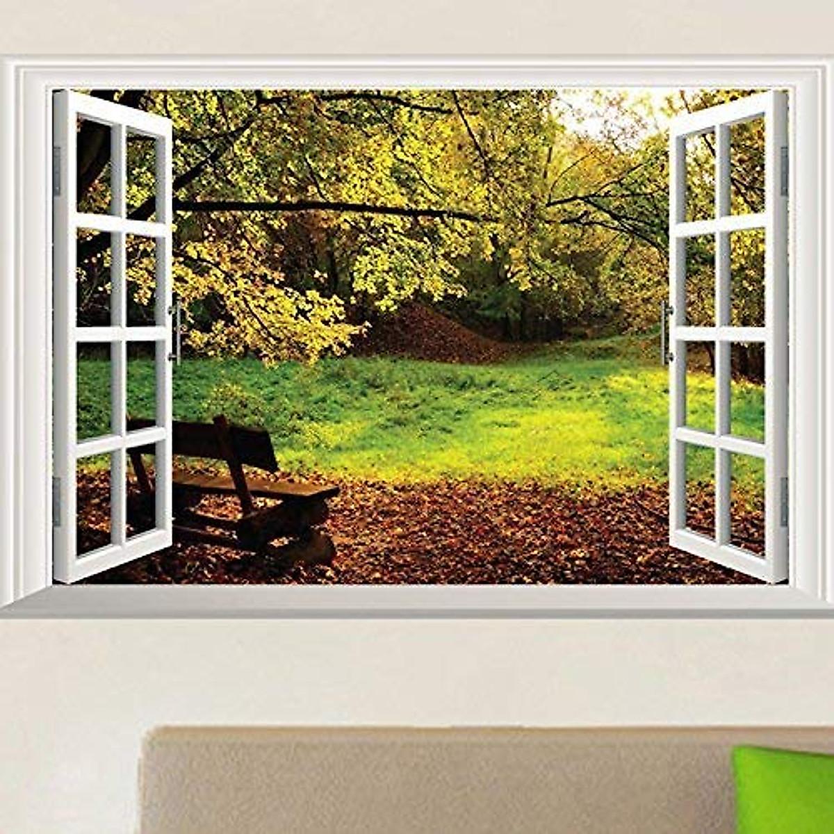 Home Find Fake Window Wall Decal View a Corner of Garden Faux Windows for Wall Stickers 3D Removable Murals Self Adhesive Vinyl Decor Bedroom Living Room Nursery Home Decoration 23 inches x 15 inches