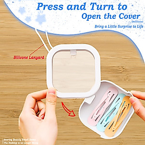 MOYACA Hair Tie Organizer Box QTip Holder Canister with Lid for Cotton Pads Swabs, Floss, Hairpins, Jewelry Crafts Holder Portable Travel Dispenser Container Storage Small Items on Desktop, White