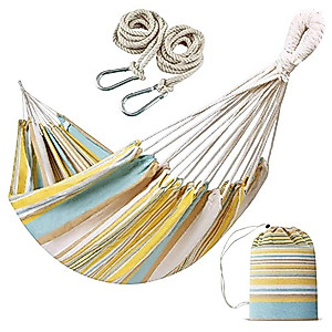 Brazilian Hammock Indoor +2 Tree Swing Hanging Straps Hammock Extra Large Canvas Canvas Hammock with Carry Bag for Patio Porch Garden Backyard Lounging Outdoor and Indoor