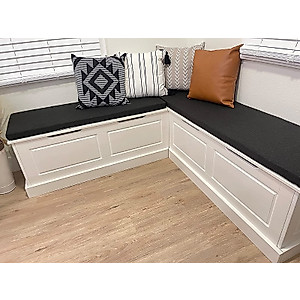 SINCERE Custom Size Bay Window Bench Pillow, Fireplace Hearth Cushion Pad, Made to Order Foam Seat Cushion, Personalized Non-Slip Bench Pad for Indoor Furniture, Sofa/Swing Cushion Replacement, Black