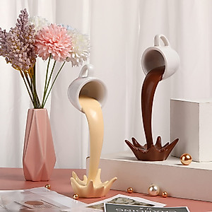 Floating Coffee Cup 2 Pieces Spilling Large Coffee Cups Floating Coffee Cup Mug Sculpture Floating Cup Coffee Bar Accessories Pouring Floating Coffee Mug for Coffee Lover Home Kitchen Decorations