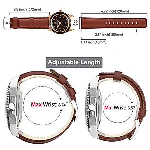 RBIPO 20mm Leather Watch Band Quick Release Strap for Men and Women, Compatible with Timex Fossil Samsung Seiko Citizen