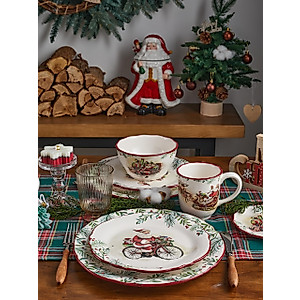 Bico Santa On The Way 11 inch Dinner Plates, Set of 4, for Pasta, Salad, Maincourse, Microwave & Dishwasher Safe