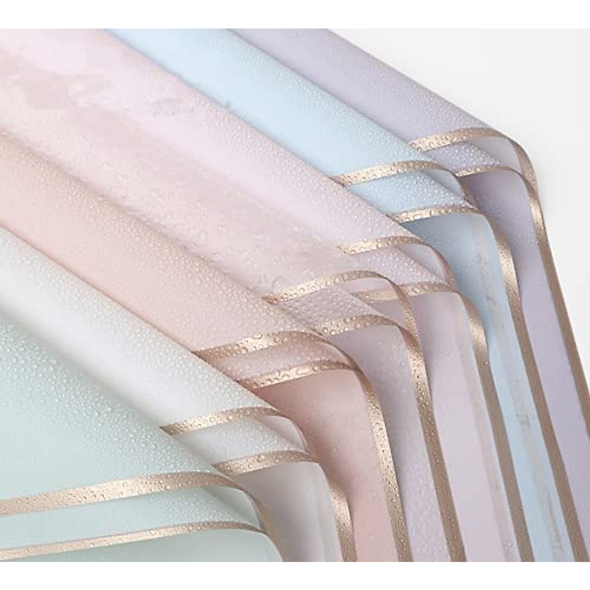 Leoyoubei 40 Counts Transparent Flower Wrapping Paper,Florist Bouquet Supplies,DIY Crafts,Gift Packaging or Gift Box Packaging,Wraps Waterproof Frosted Floral Wrapping Paper 23x23,Gold Border