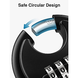 Puroma Combination Lock, 4 Digit Disc Padlock with Hardened Steel Shackle, Keyless Heavy Duty Combo Lock for Outdoor Sheds Fence, Gate Hasps, Storage Unit, School Gym Locker (1 Pack, ‎Black)